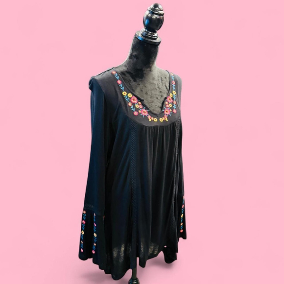 Hannah | Dresses | Vintage Y2k Black Crochet Embroidered Babydoll Boho ...